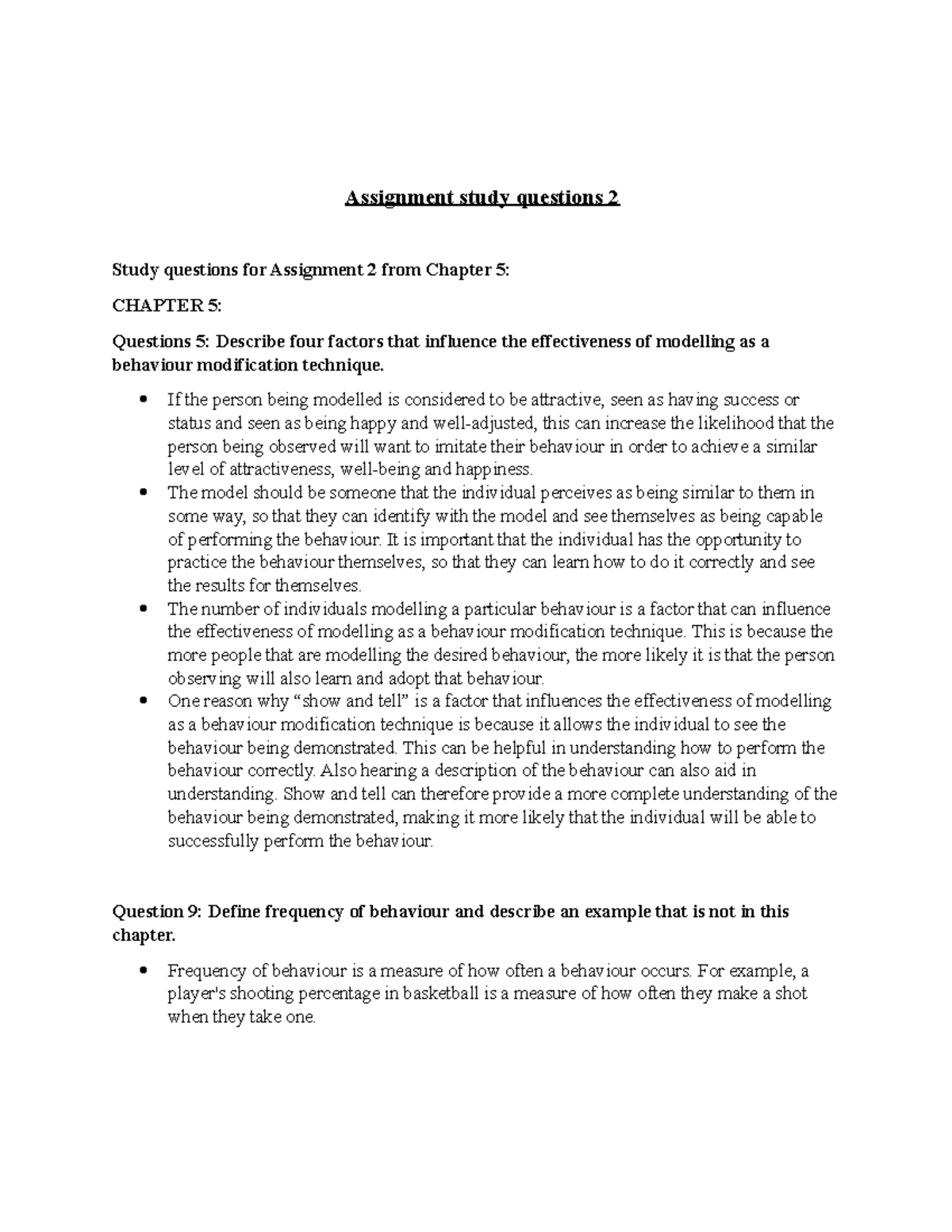 Assigment 2 give - assignment questions - Assignment study questions 2 ...