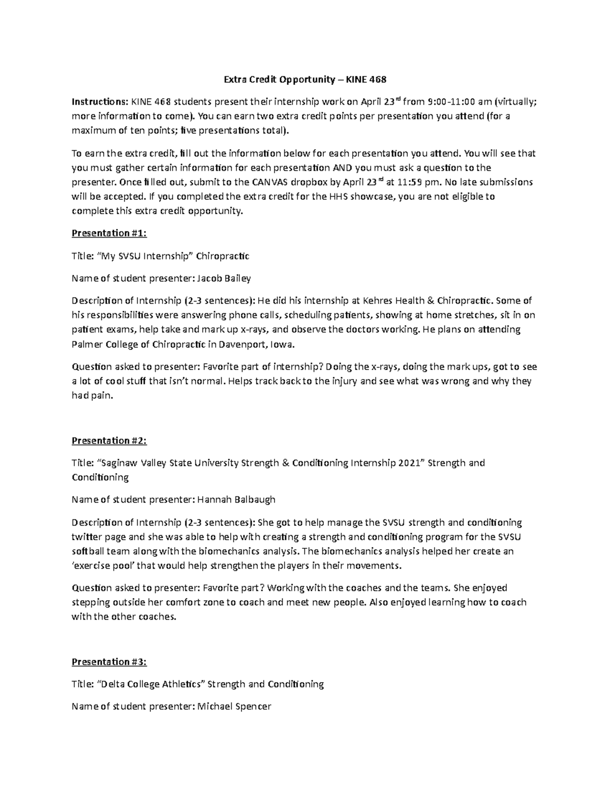 Extra Credit 362 - Extra Credit Opportunity – KINE 468 Instructions ...
