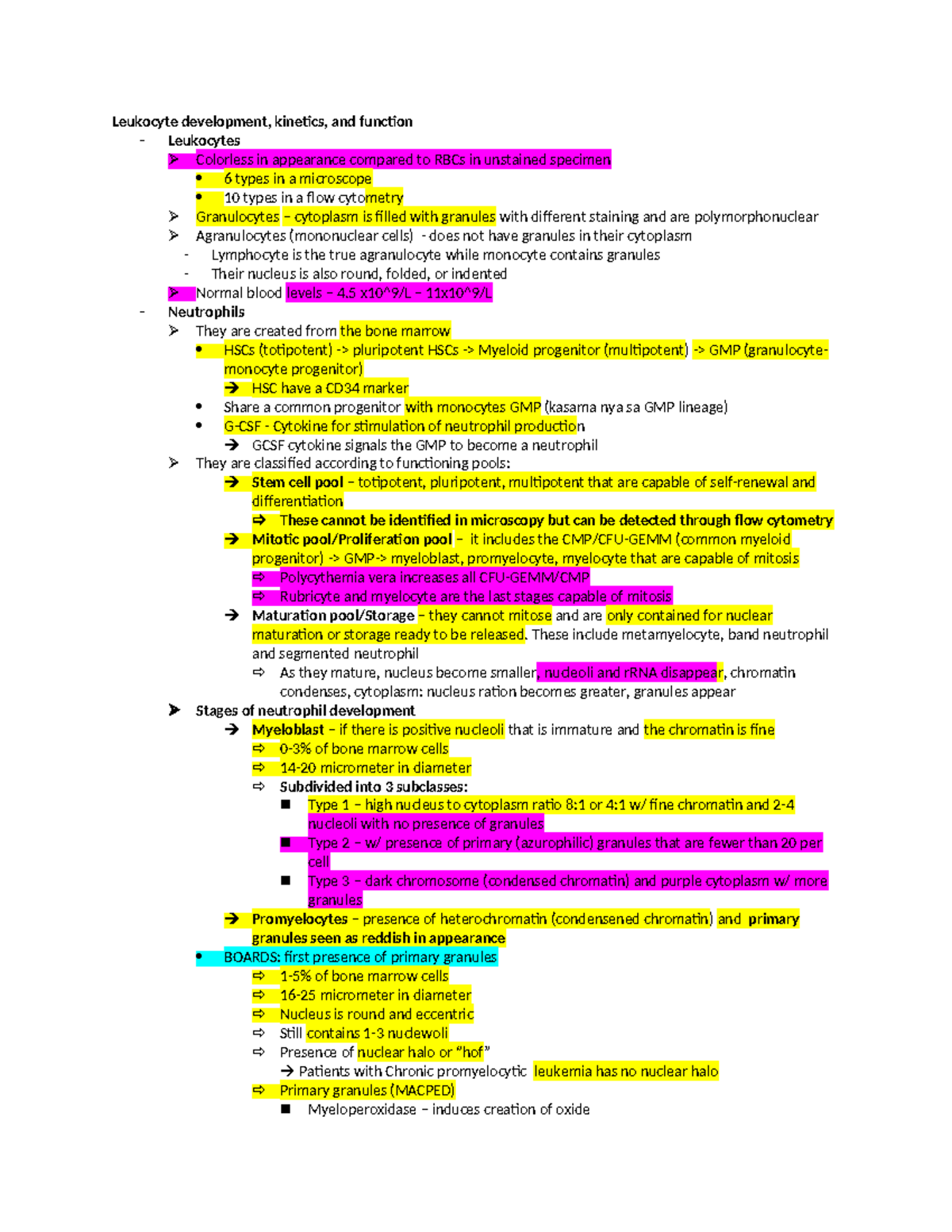 Leuko-1 - White blood cell summary - Leukocyte development, kinetics ...