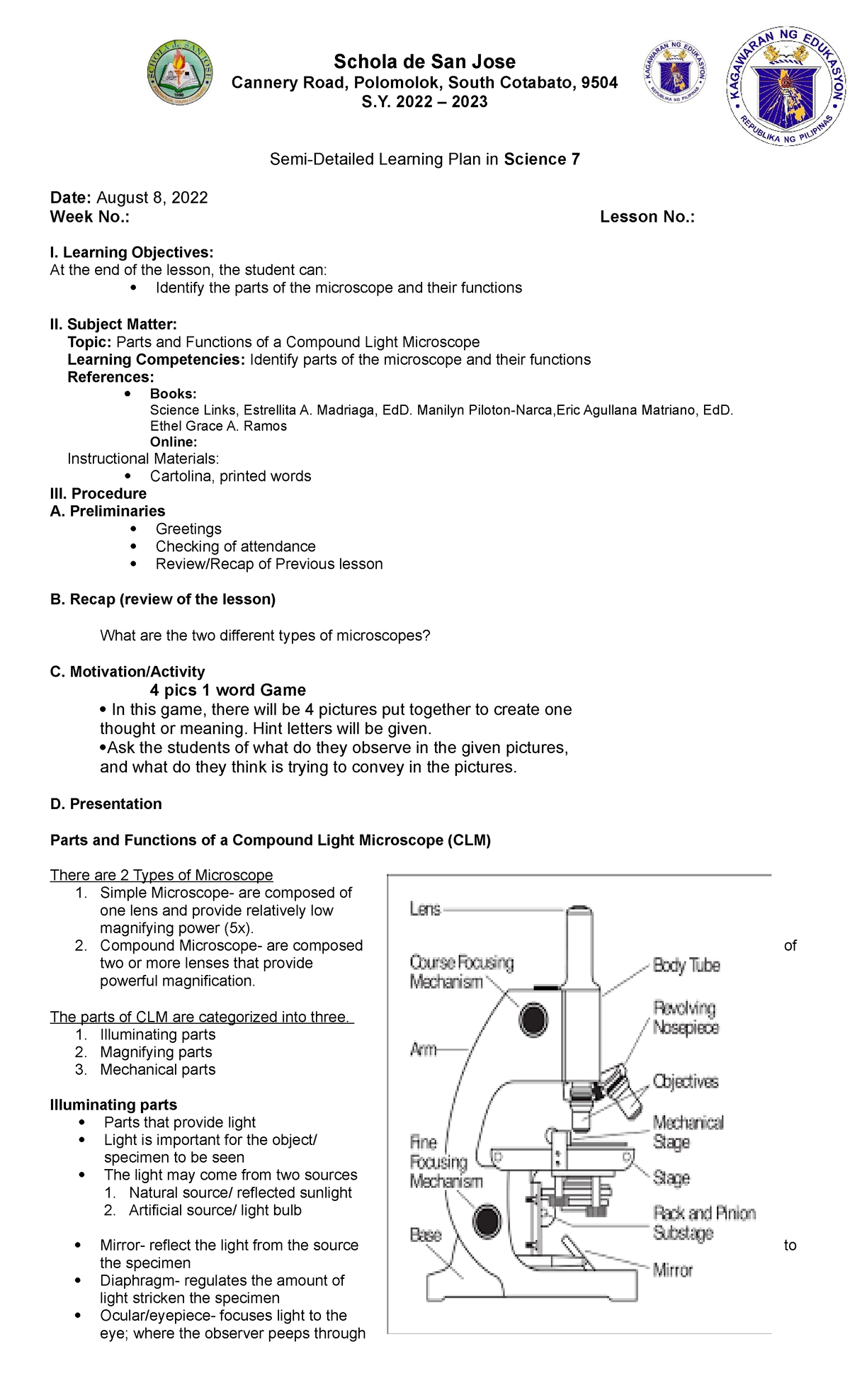 LP Science 7 Q2-W1 - thankyou - Schola de San Jose Cannery Road ...