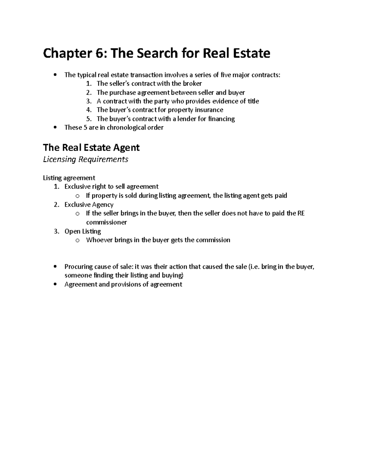 BLAW330 CH6 - CH6 outline - Real Estate Law - Chapter 6: The Search for ...