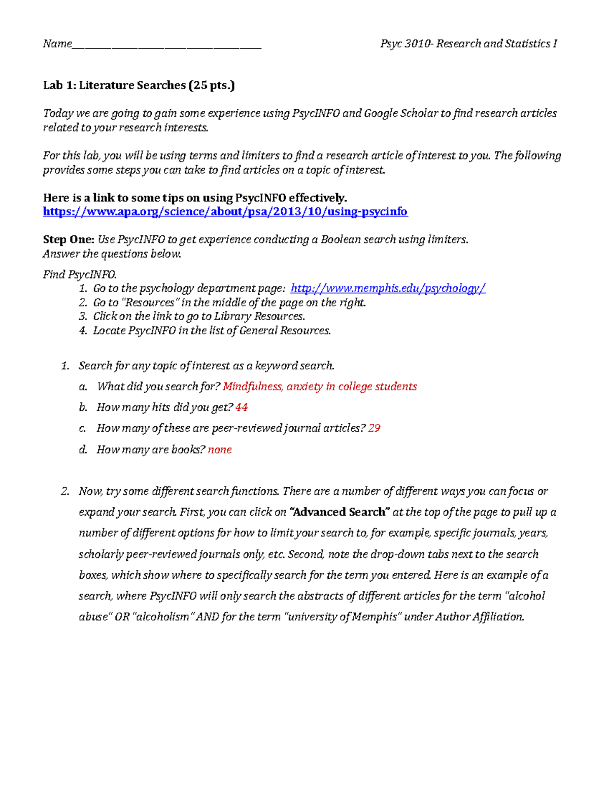 Lab 1 - Lab on how to conduct research on empirical articles - Lab 1 ...