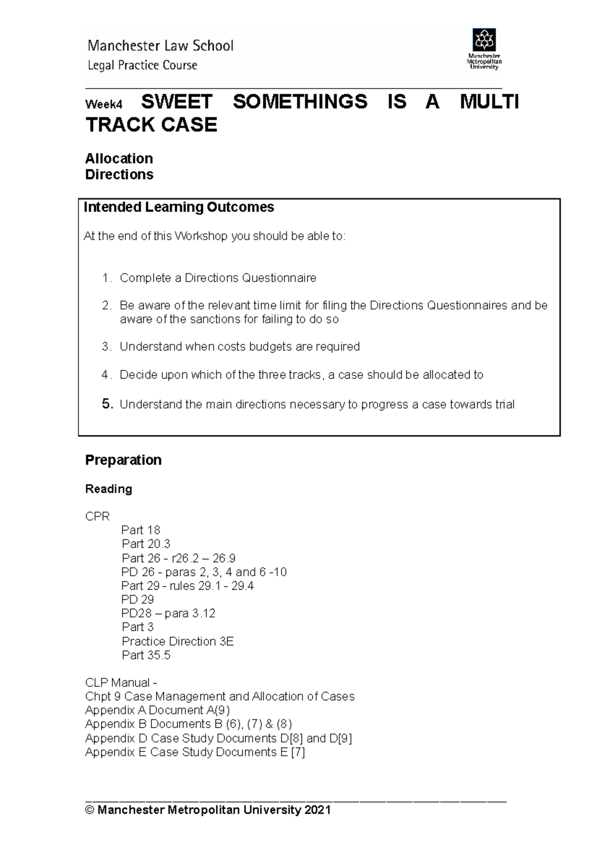 Allocations and Directions - Week4 SWEET SOMETHINGS IS A MULTI TRACK ...