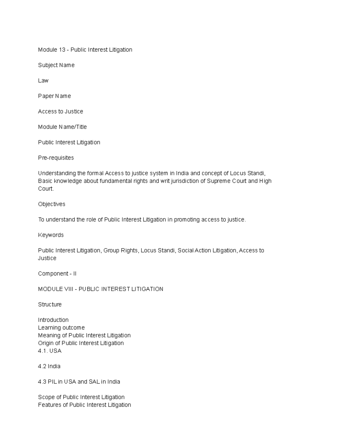 Public Interest Litigation - Module 13 - Public Interest Litigation ...