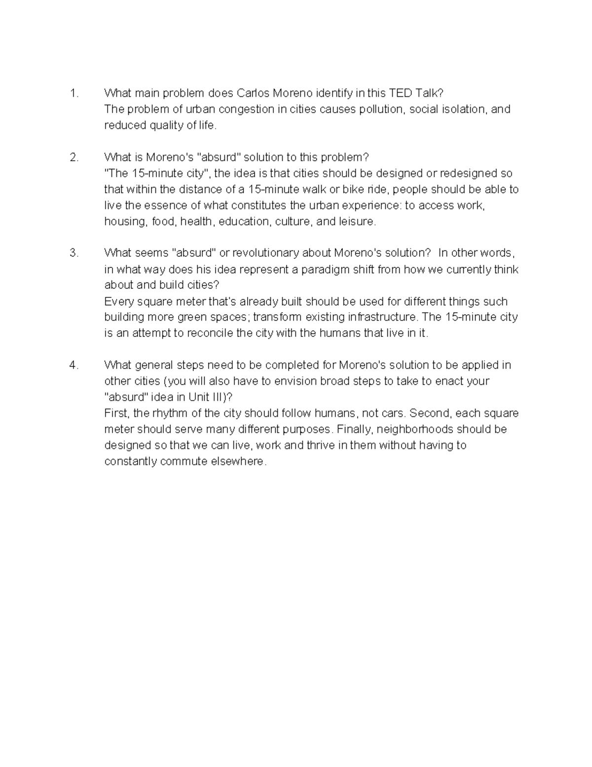 Carlos Moreno - class reflection - What main problem does Carlos Moreno ...