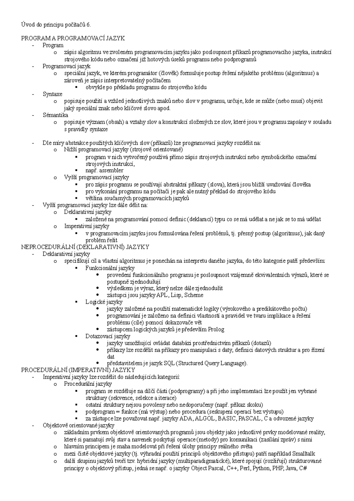 Úvod do principu počítačů 6 - PROGRAM A PROGRAMOVACÍ JAZYK - Program o ...