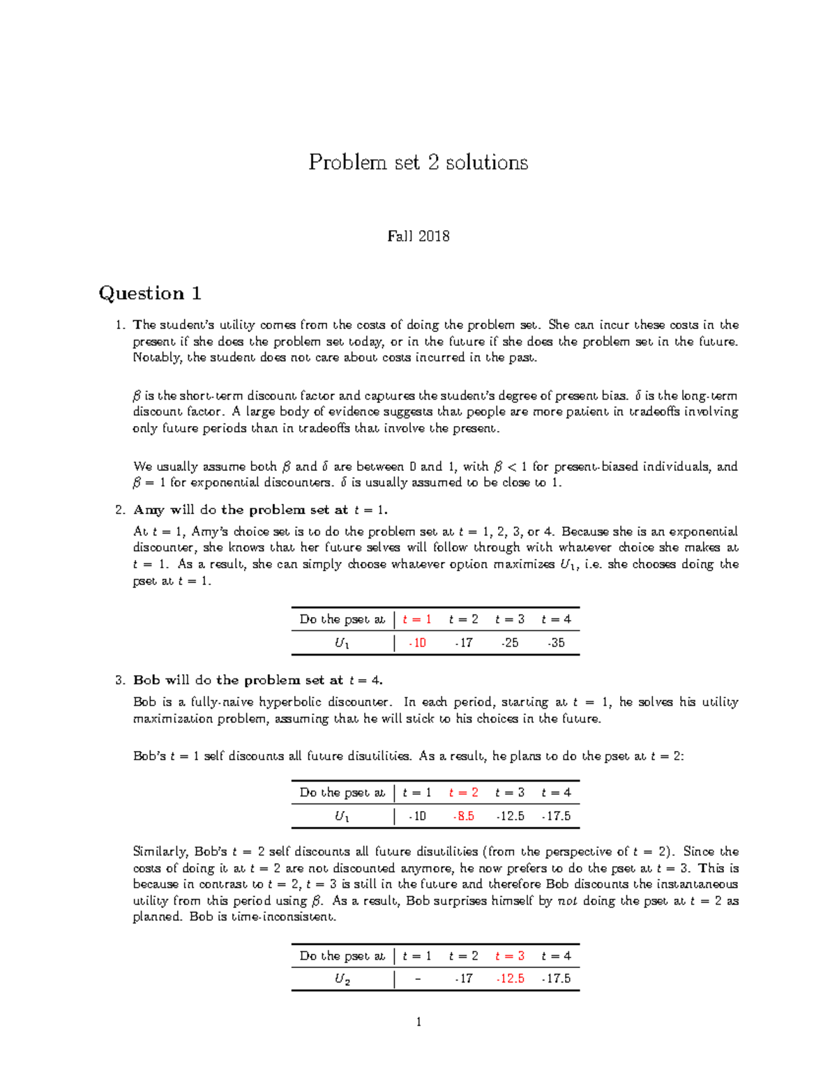 Problem set 1 solutions - Problem set 2 solutions Fall 2018 Question 1 The student’s utility ...