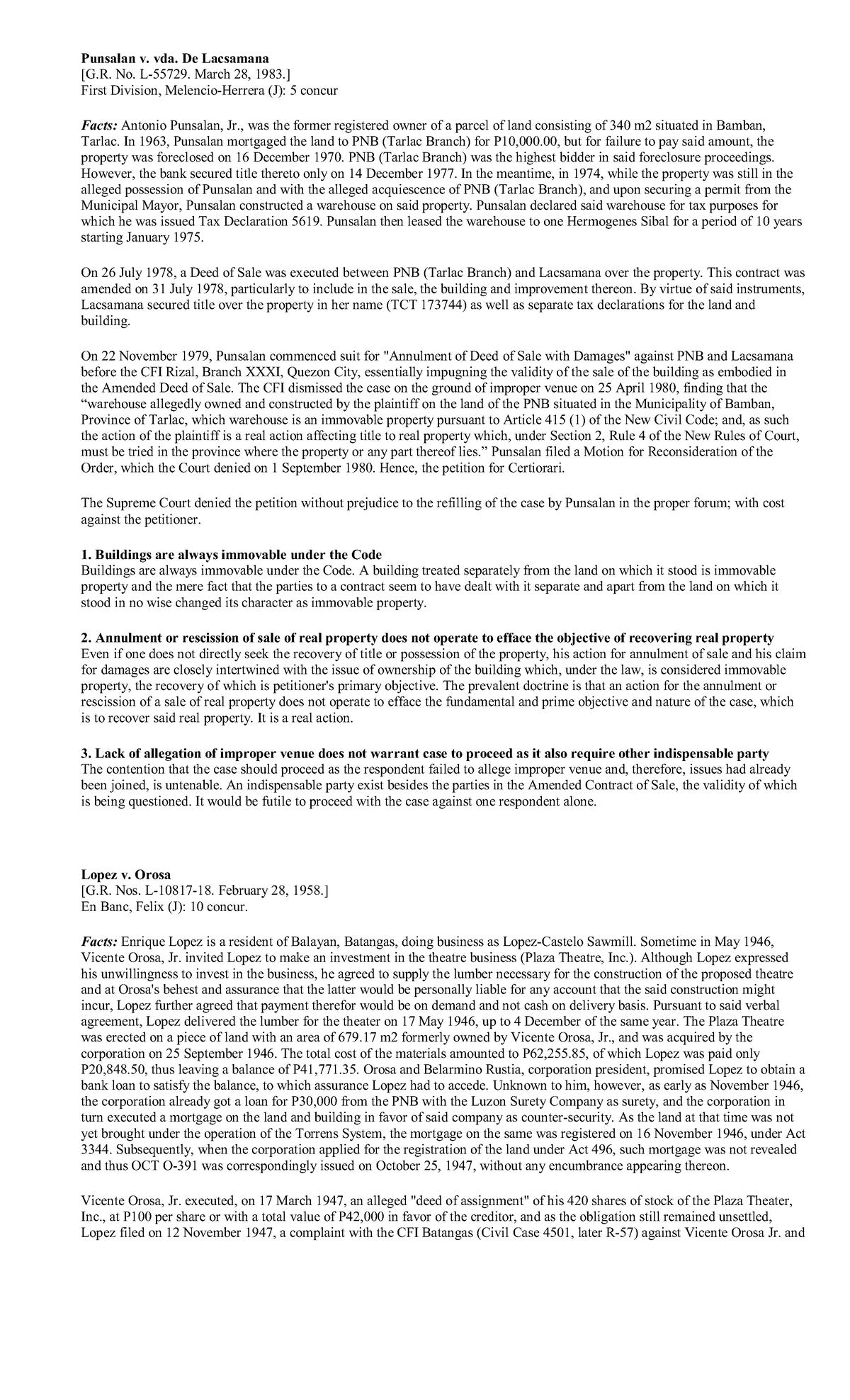 Property-Cases - Compilation of case digests - - Studocu