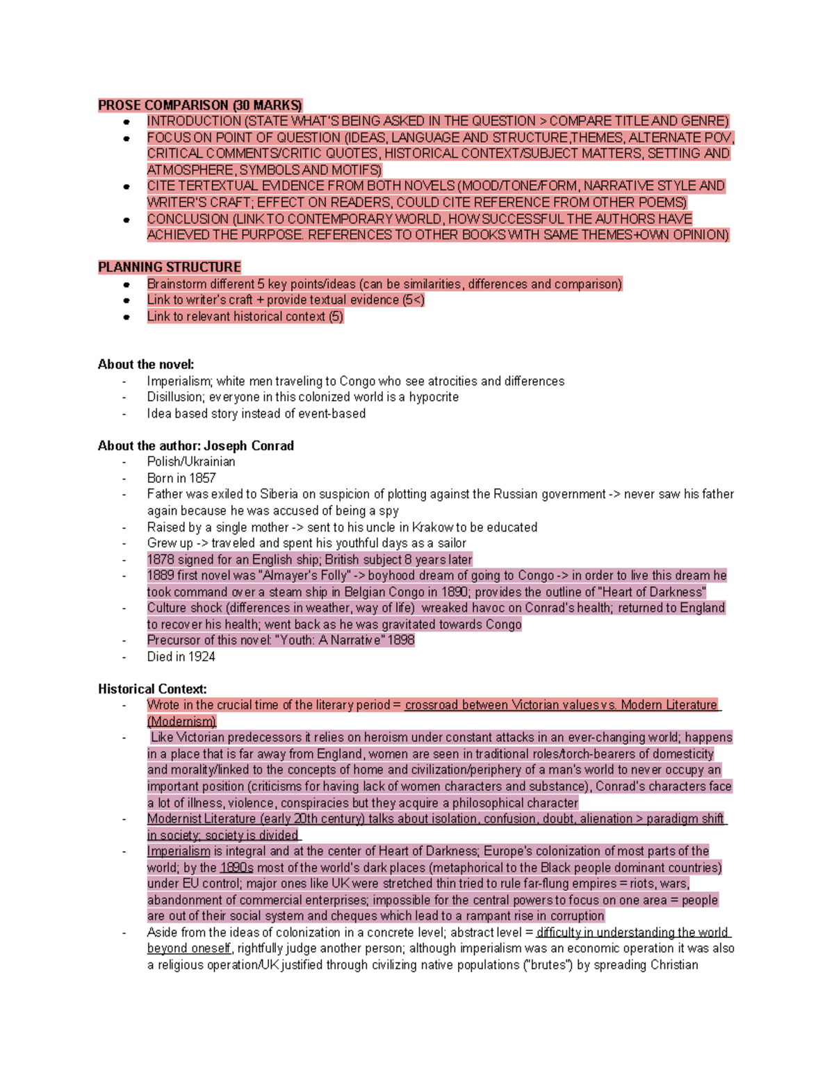 Edexcel GCE Advanced Level (Y2) - English Literature U3. Heart of ...