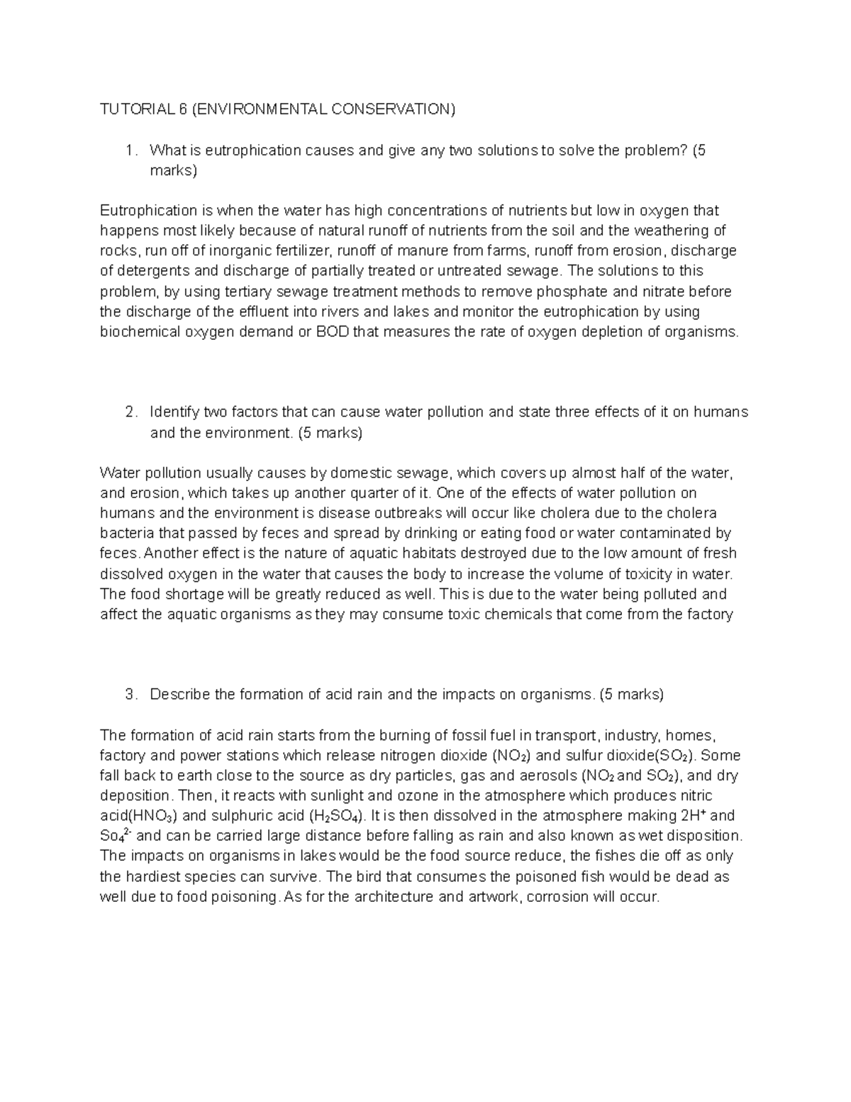 Tutorial 6 ( Environmental Conservation) bio320 draft ref - TUTORIAL 6 ...