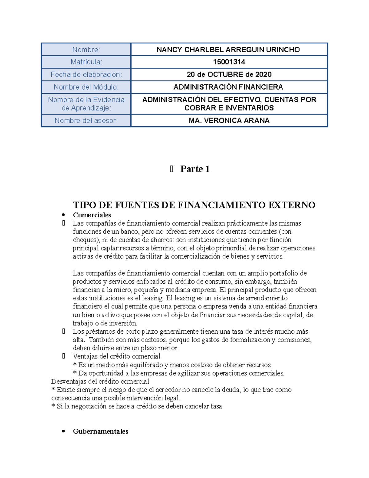 Arreguin Nancy fuentes de financiamiento externo - Nombre: NANCY ...