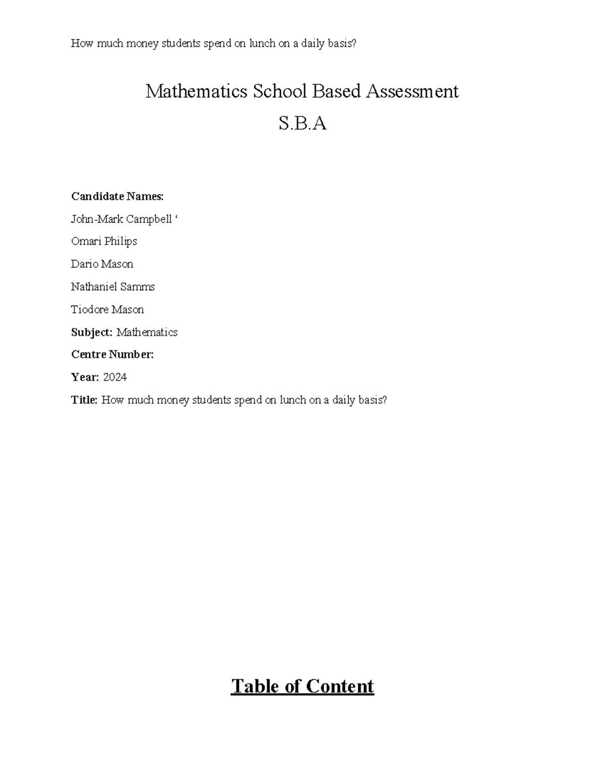 Hsb - This is a sample - Mathematics School Based Assessment S.B ...