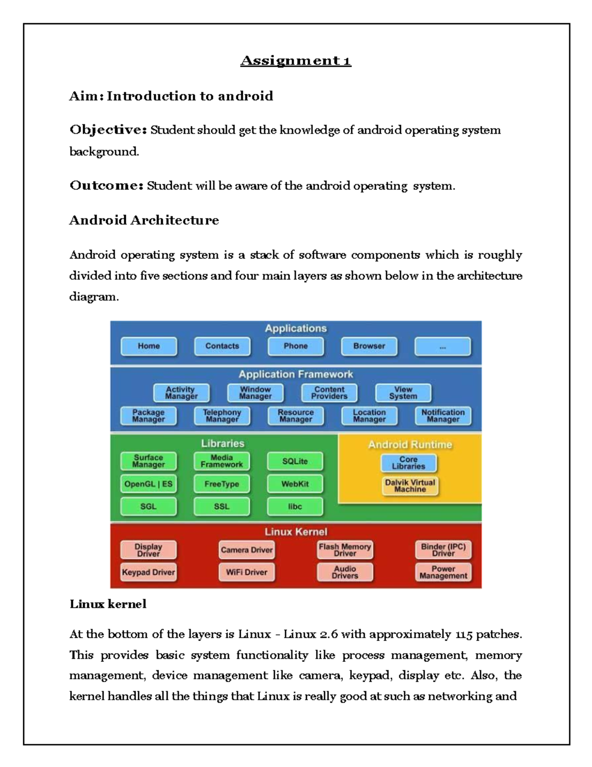 Android Notes - Assignment 1 Aim: Introduction to android Objective ...