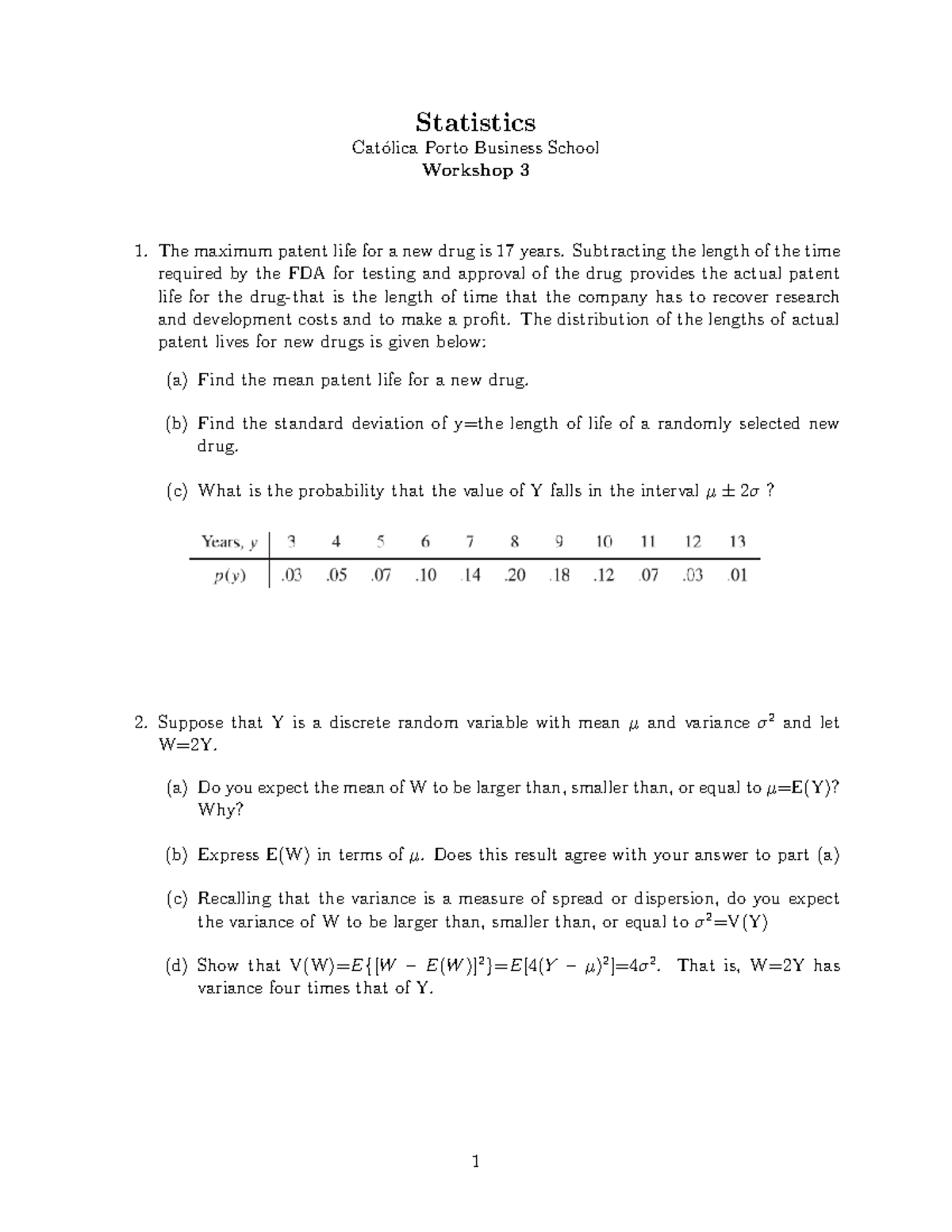 Workshop 3 - Exercícios - Statistics Cat ́olica Porto Business School ...