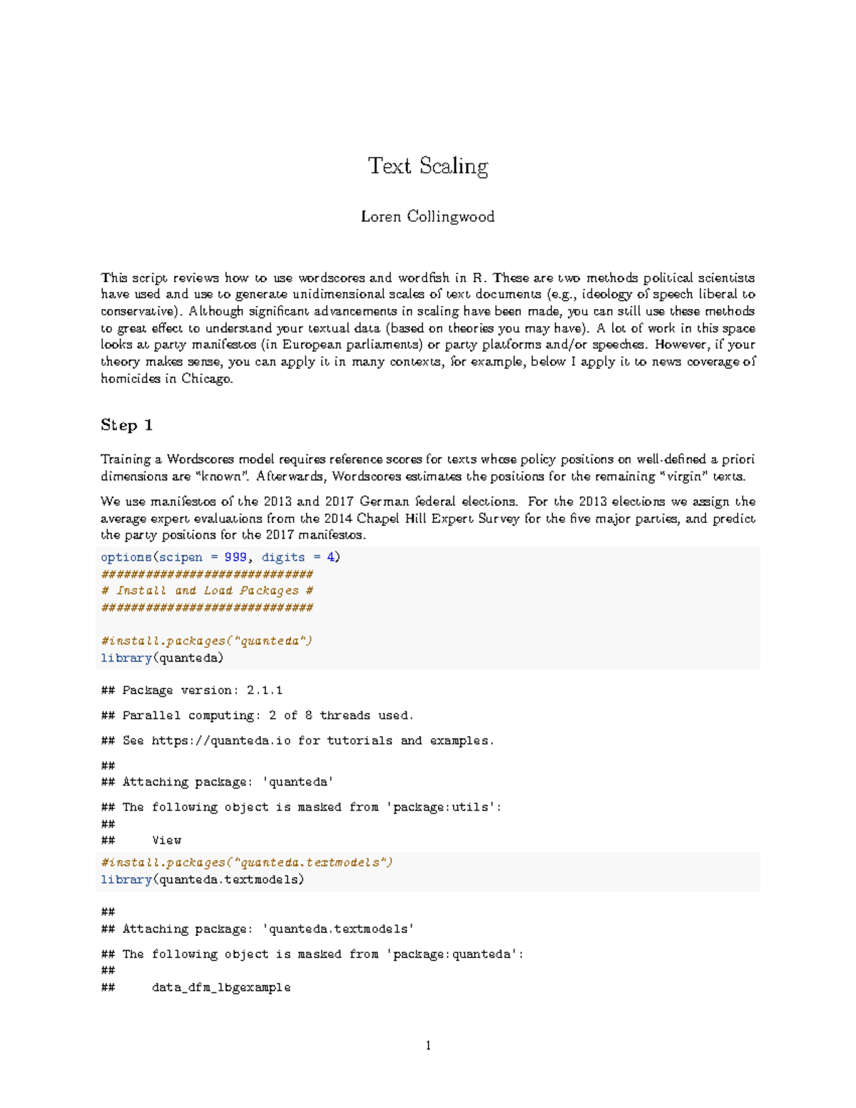 Week3 scaling - Grade A+ - Text Scaling Loren Collingwood This script ...