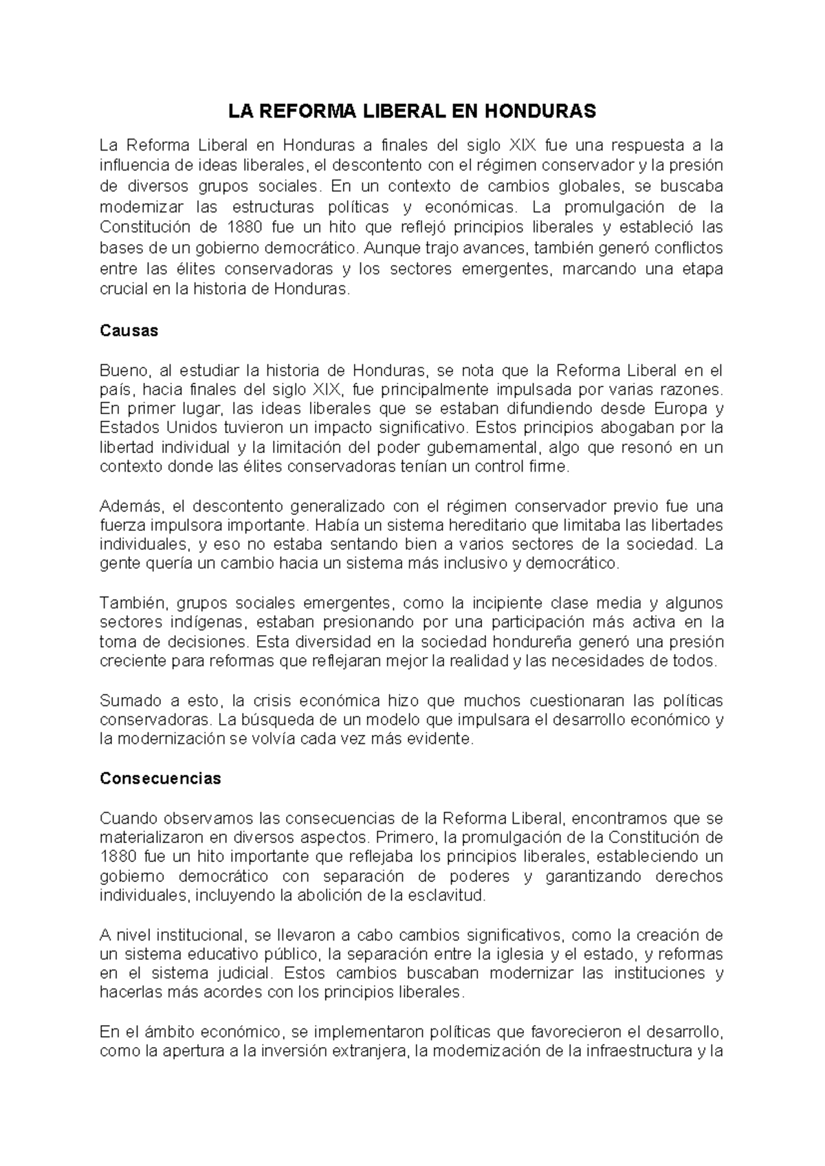 LA Reforma Liberal EN Honduras - LA REFORMA LIBERAL EN HONDURAS La ...