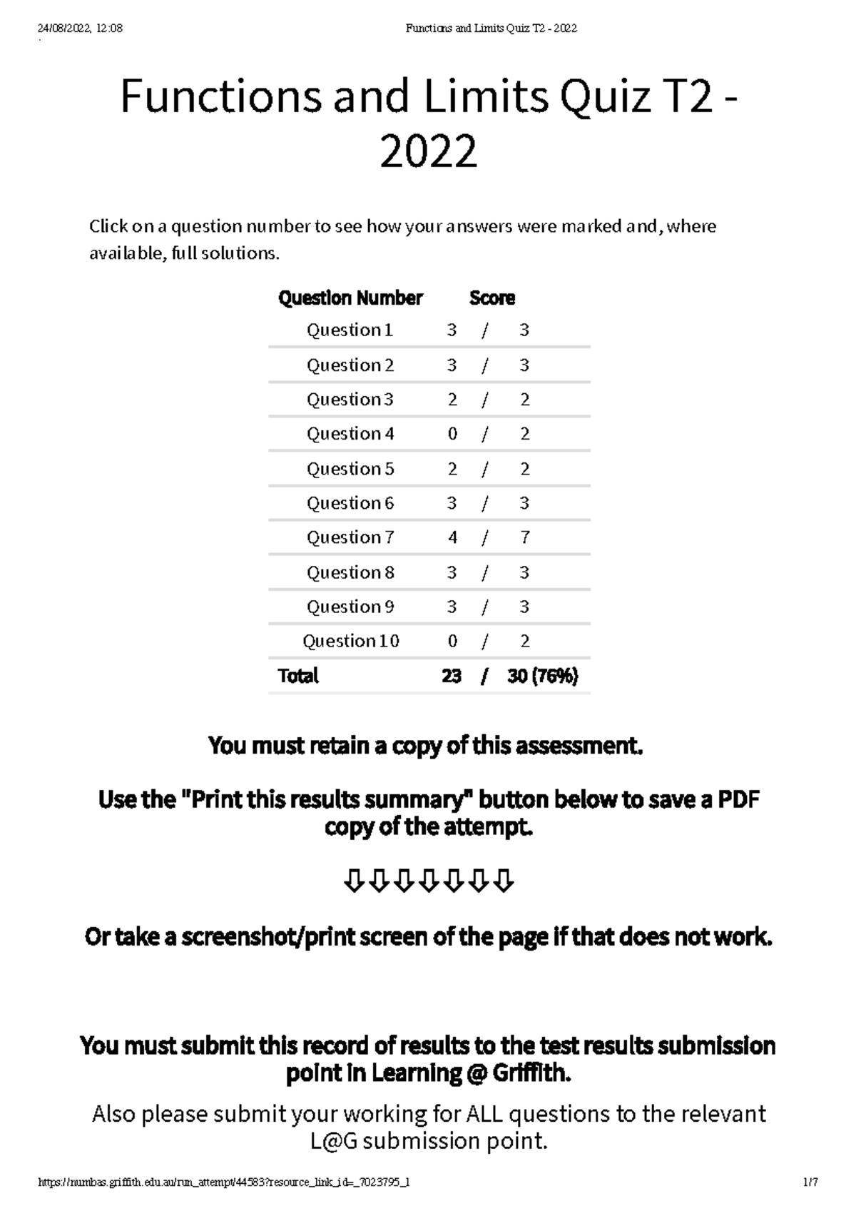Functions and Limits test T2 2022 - Functions and Limits Quiz T2 - 2022 ...