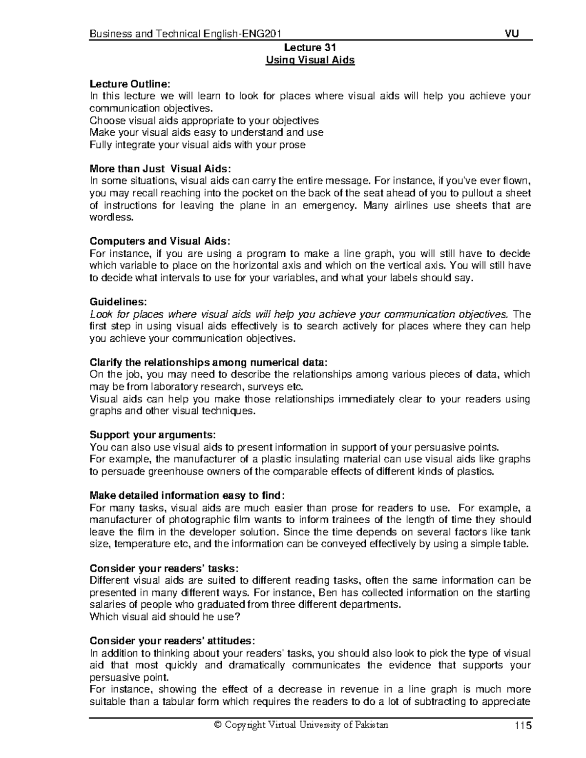 Lec31 - Business and Technical English-ENG201 VU Lecture 31 Using ...