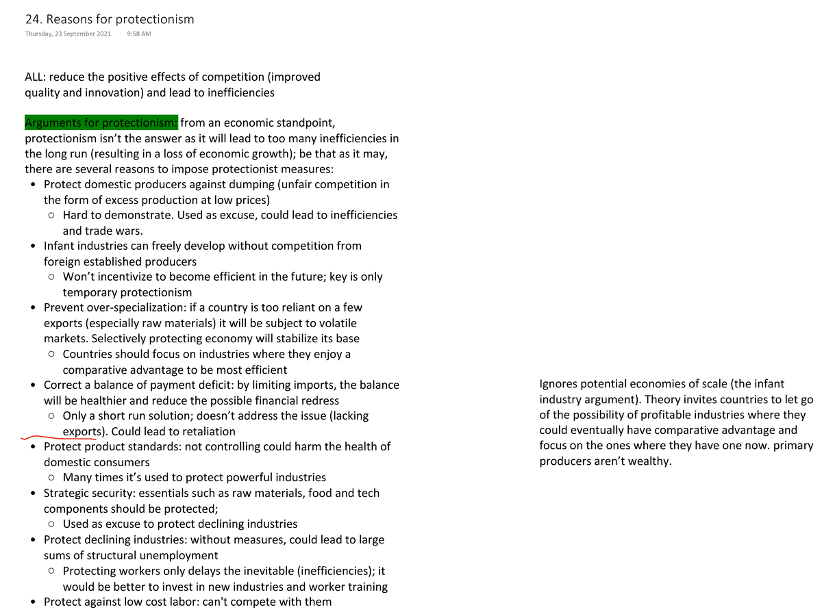 24. Reasons for protectionism - Arguments for protectionism: from an ...