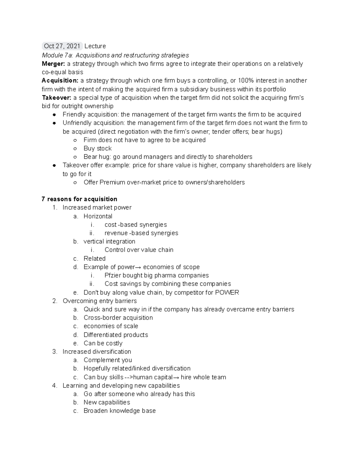 Strategy formulation module 7a - Oct 27, 2021 Lecture Module 7a ...