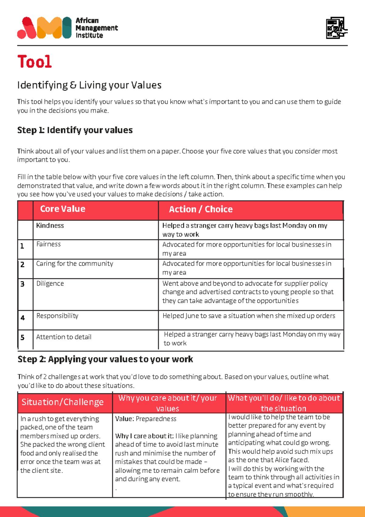 Tool - Speak Up and Lead Identifying & Living your Values -Rosine ...