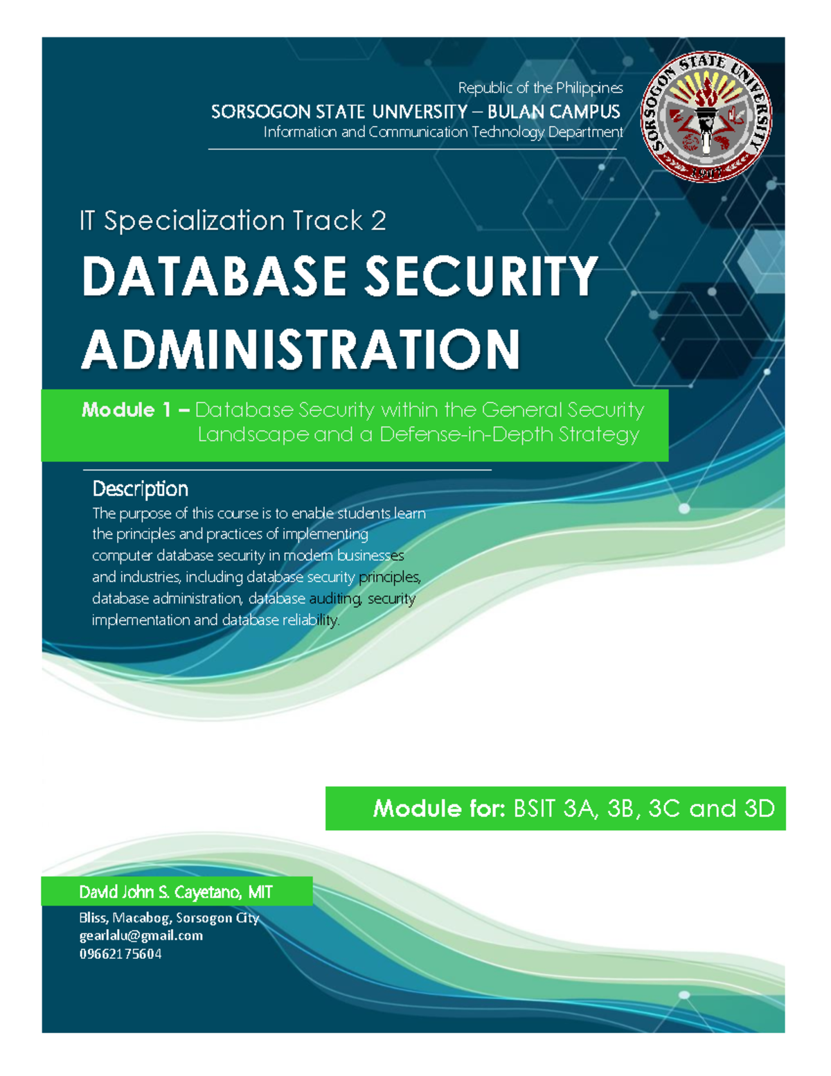 Module 1 - Database Security within the General Security - Republic of ...