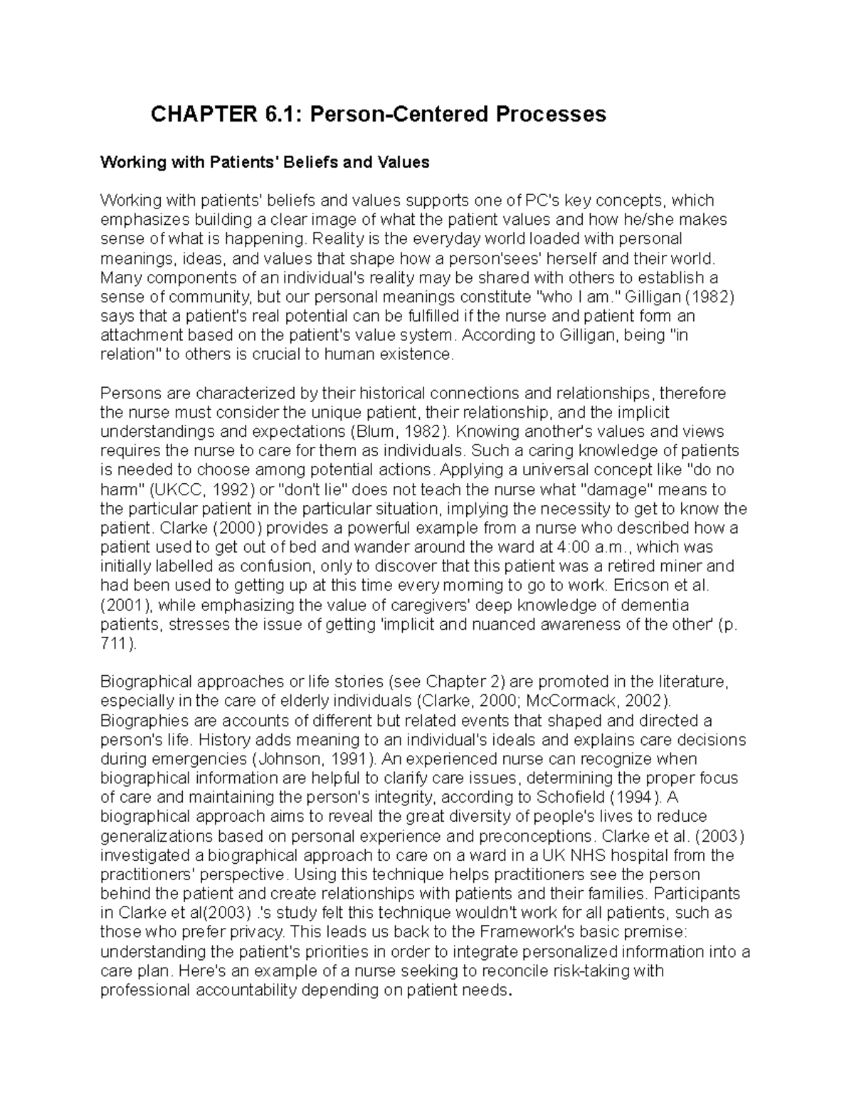 Chapter 6 - TFN notes - CHAPTER 6: Person-Centered Processes Working ...