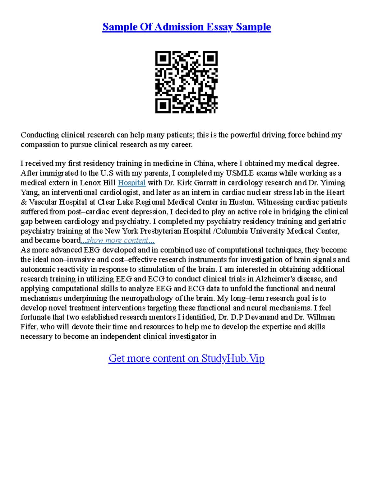 Graduate Admission Essay Samples - Sample Of Admission Essay Sample ...