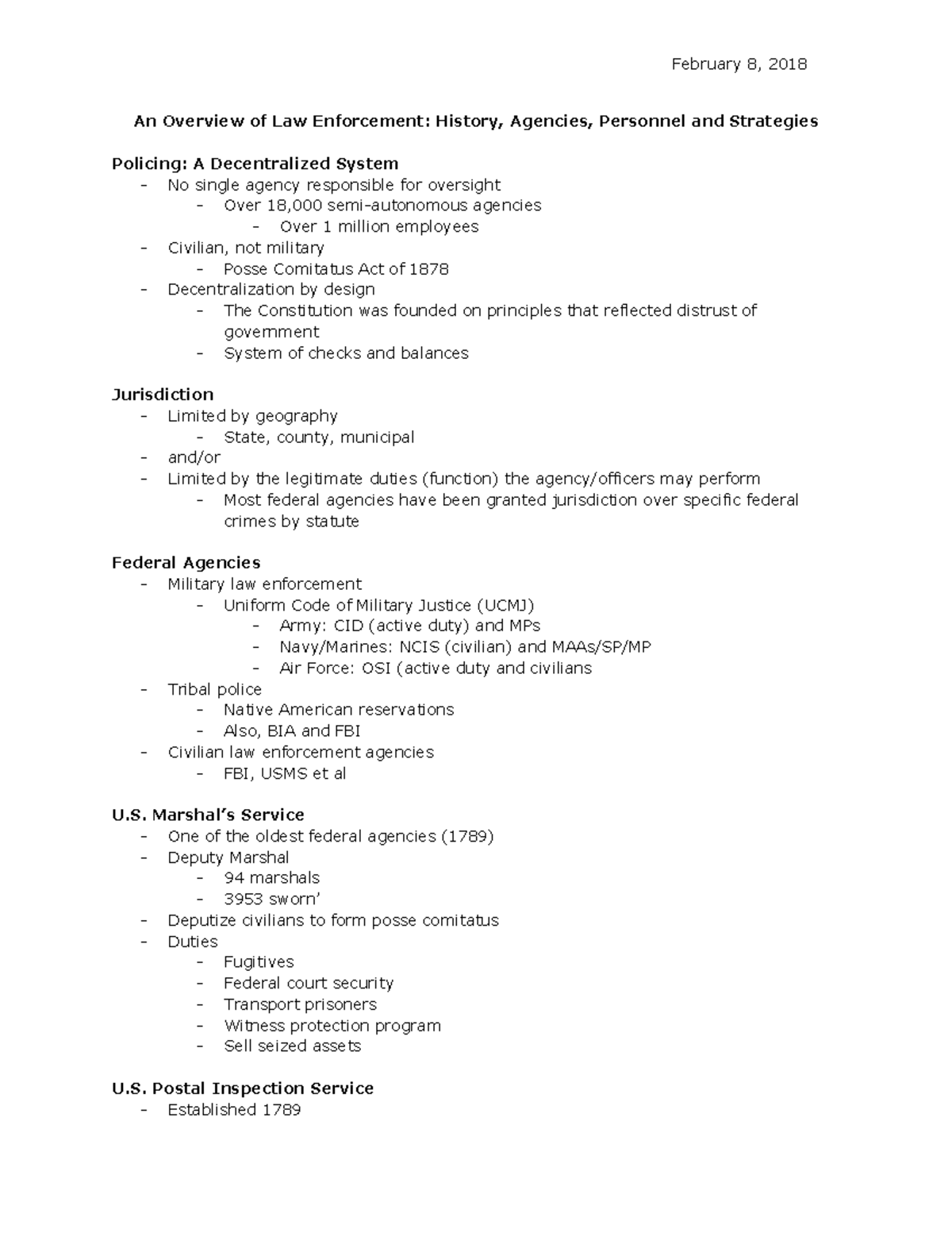 An Overview of Law Enforcement History, Agencies, Personnel and ...