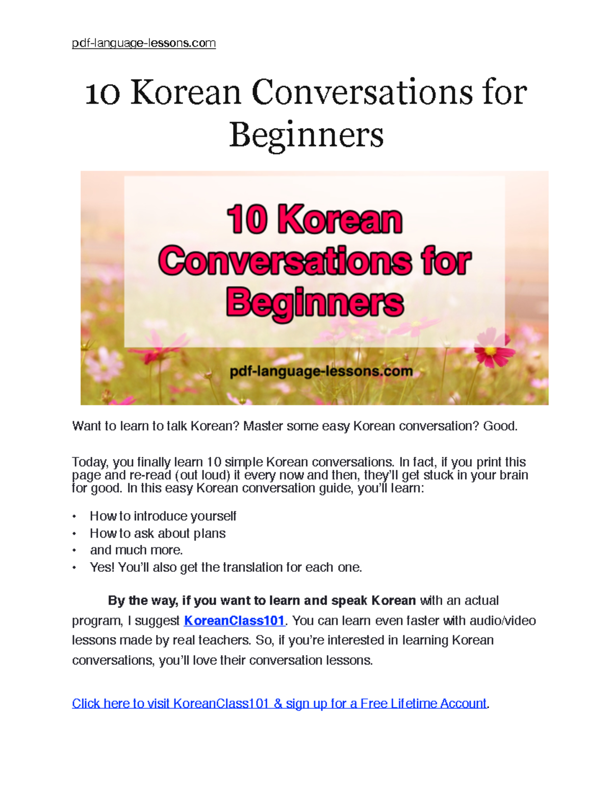 Korean PDF-Conversation - 10 Korean Conversations for Beginners Want to ...