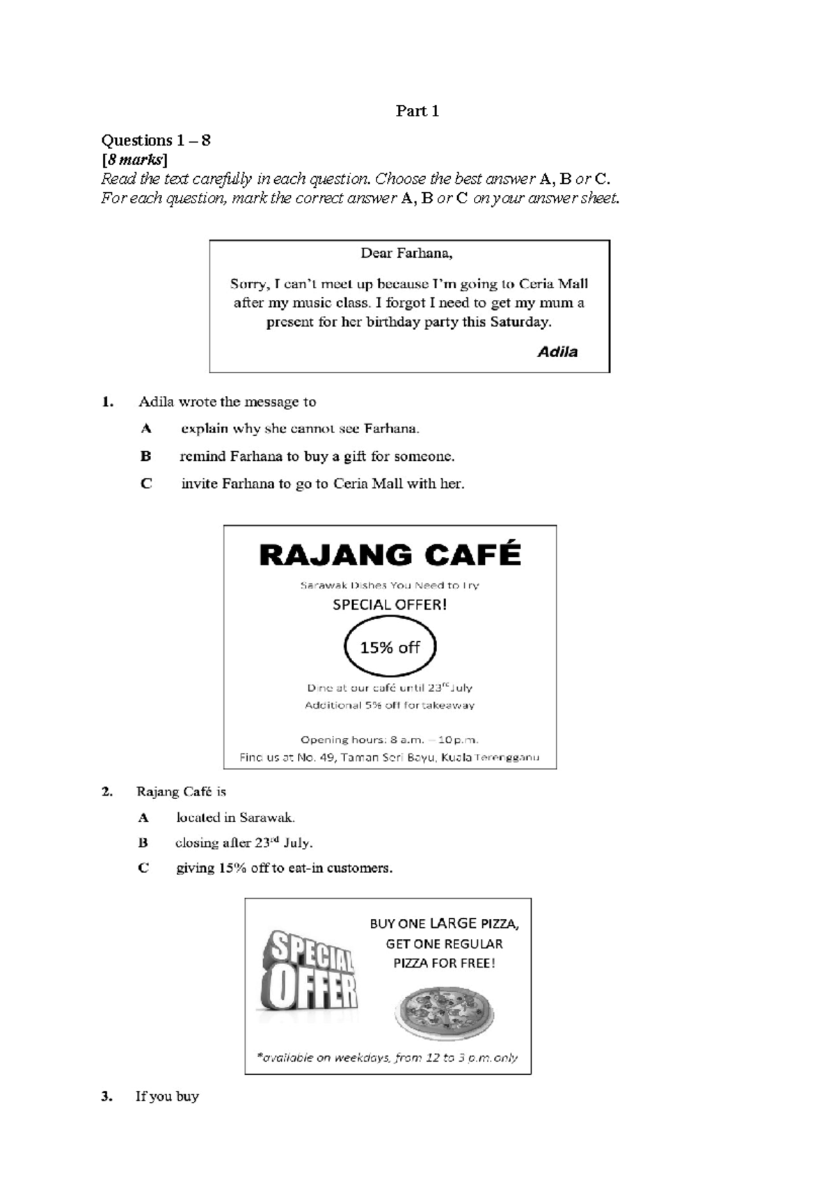 Final Exam F1 P1 - You are invited to Marsha’s 15th Birthday Party 30 ...