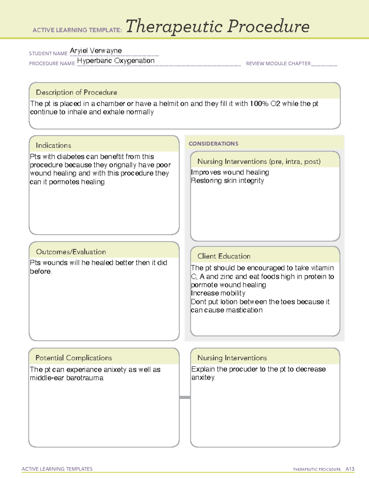 AV Hyperbaric Oxygenation - ACTIVE LEARNING TEMPLATES THERAPEUTIC ...