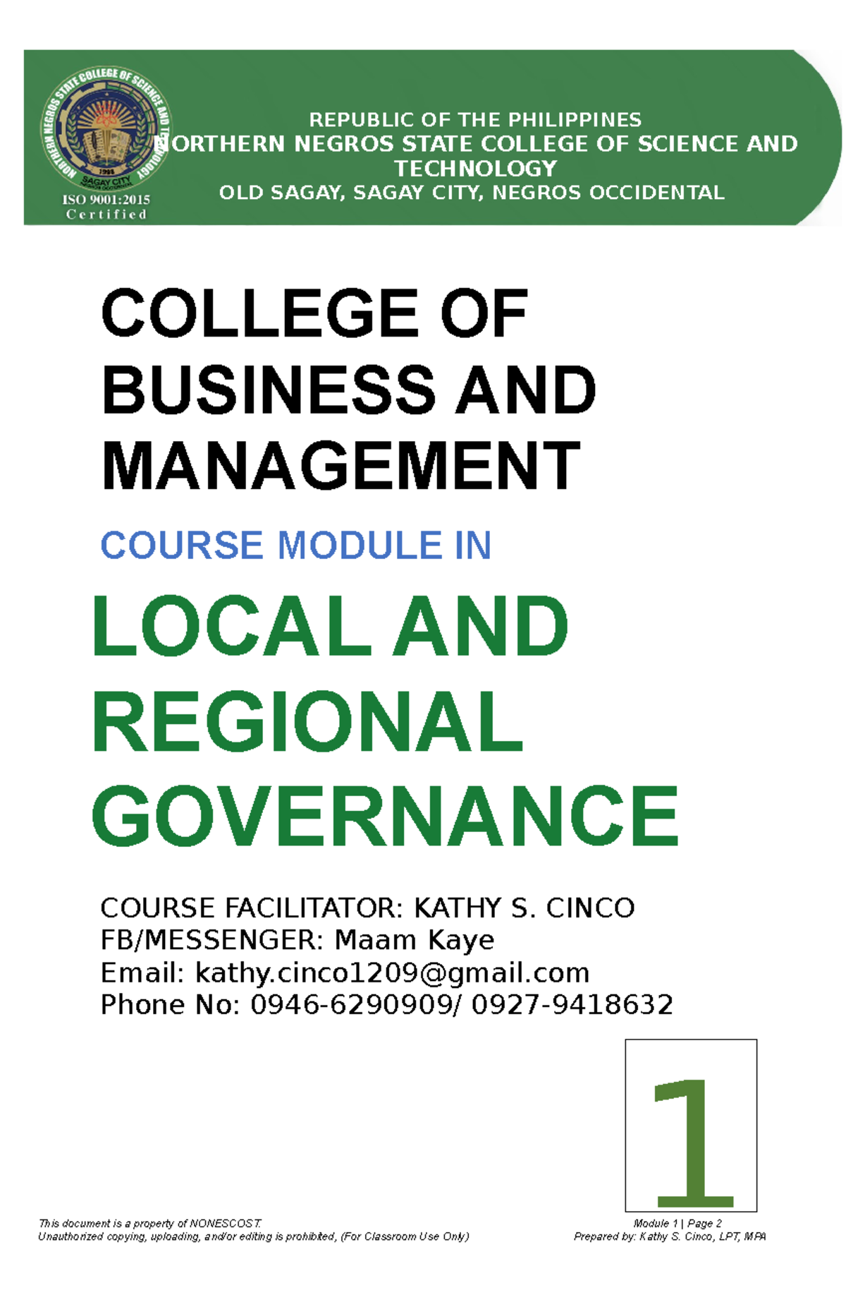 PA108-Local-and-Regional-Governance Module-1 - This document is a ...