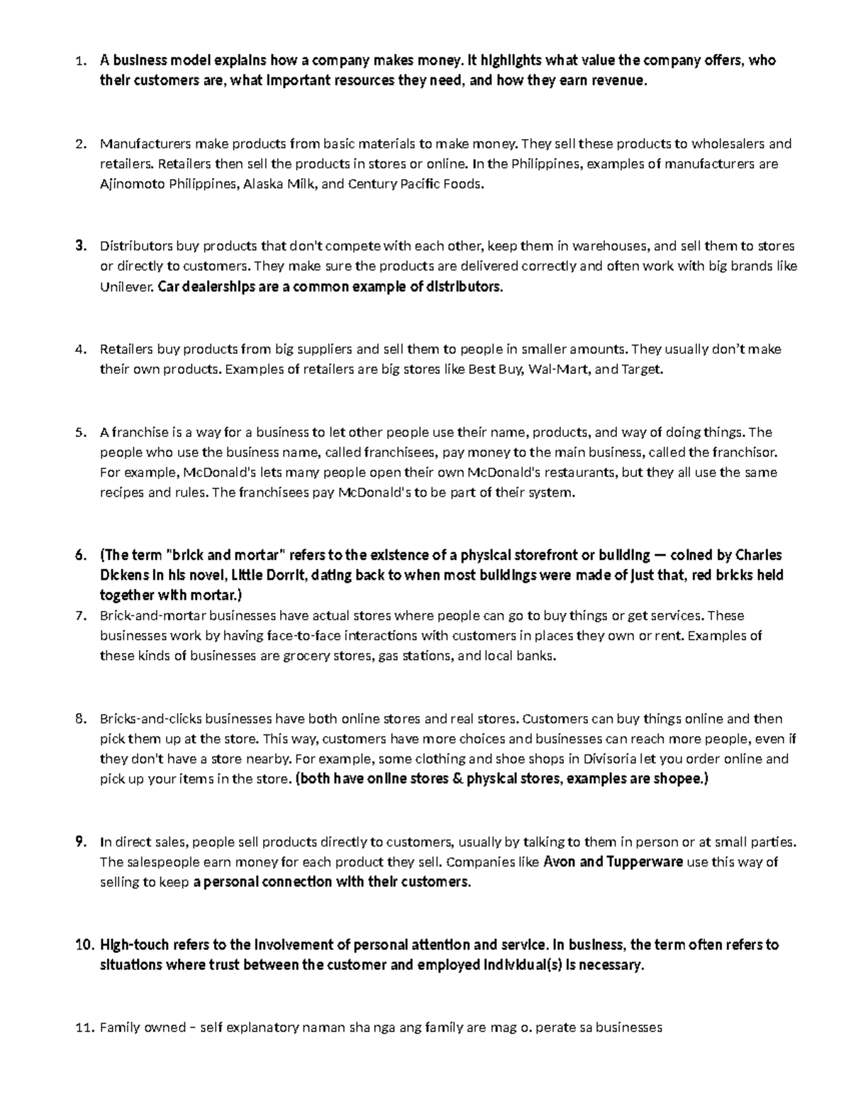 A business model explains how a company makes money - It highlights ...
