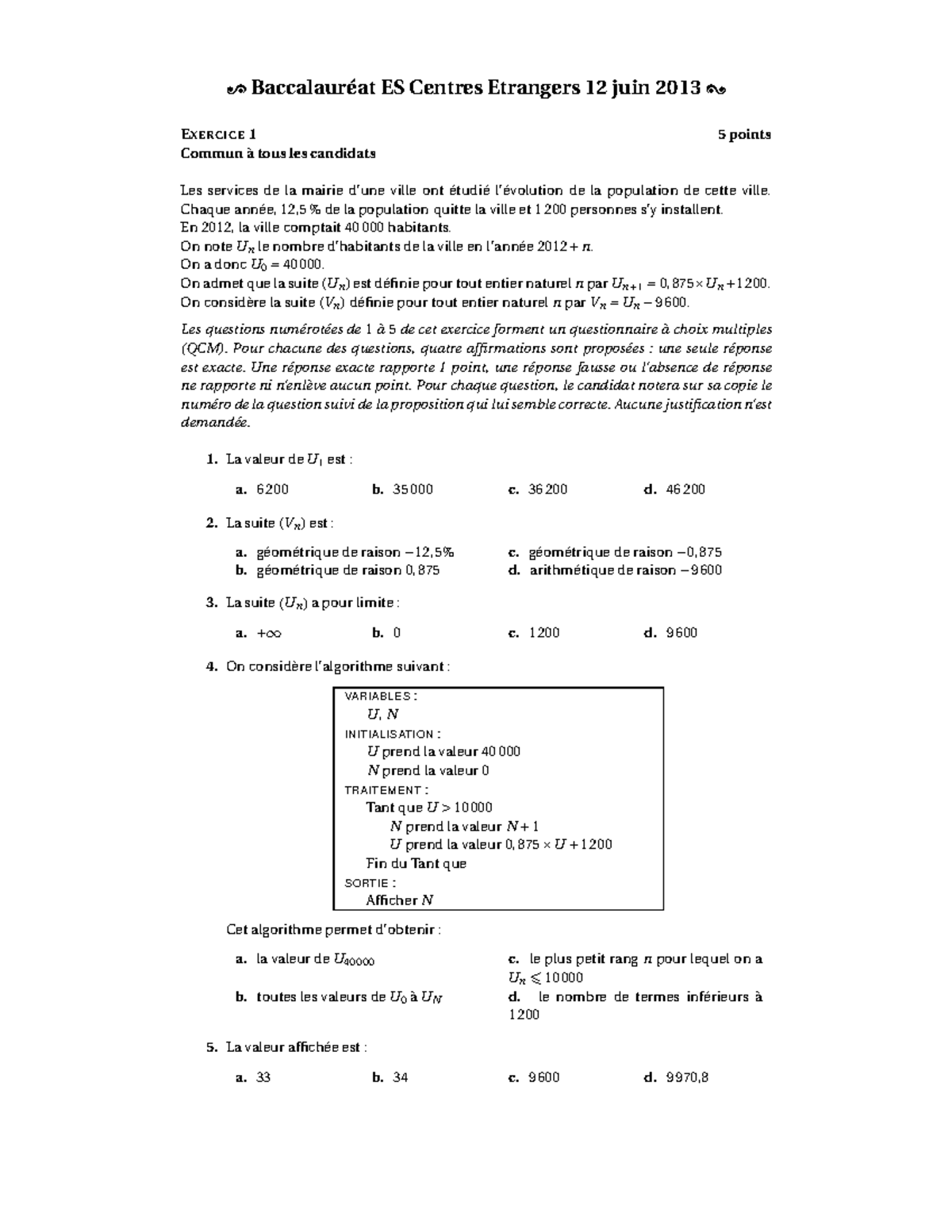 Annale maths bac es l centres etrangers juin 2013 sujet ...