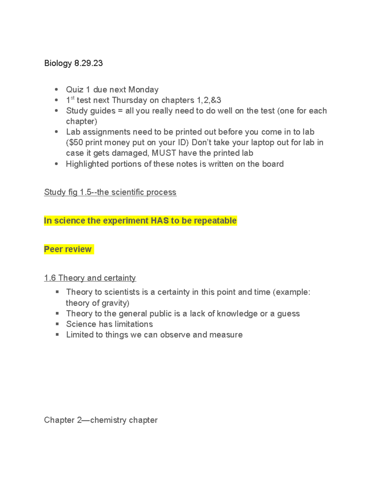 Biology 8 - Lecture Notes - Biology 8. Quiz 1 due next Monday 1 st test ...