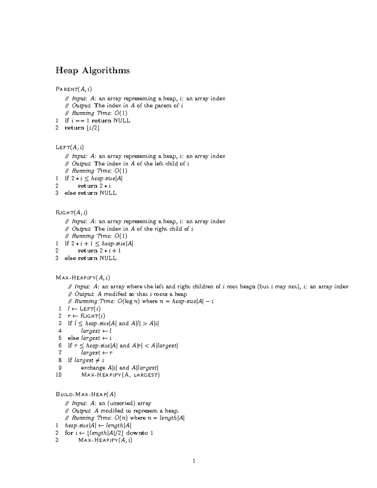 Rec09 - Advanced Data Structures - Heap Algorithms Parent(A, i ...