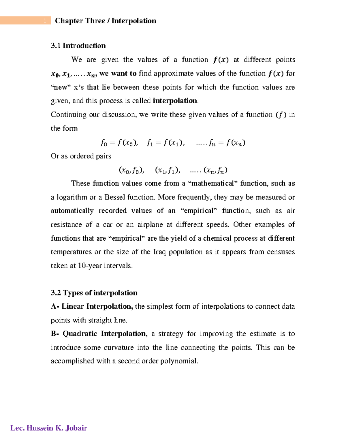 Lec -3-Interpolation compress - Chapter Three / Interpolation 3 ...