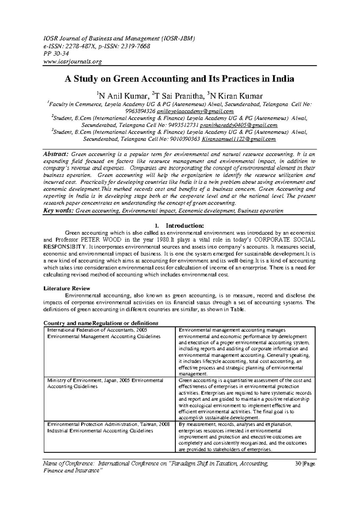 Green accounting in India - IOSR Journal of Business and Management ...