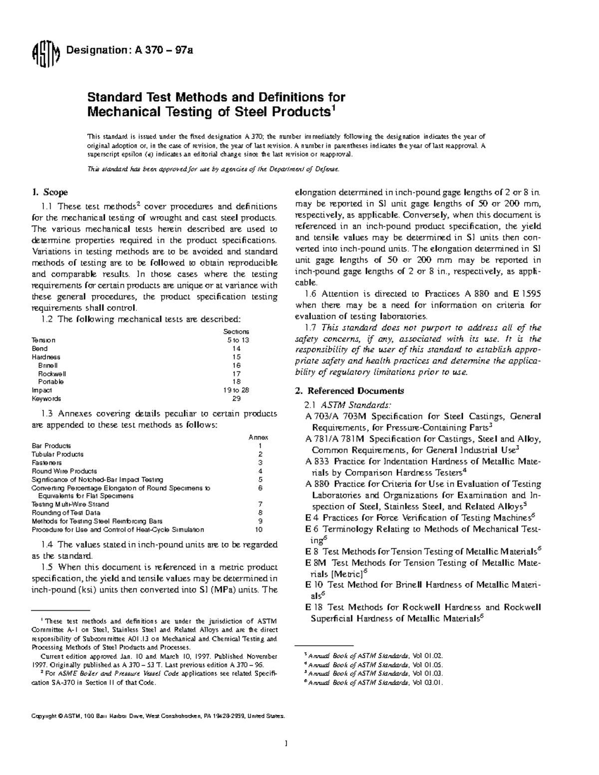 A370 - Standard Test Methods and Definitions for Mechanical Testing of ...