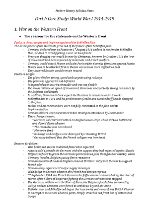 2431Detailed Summary - WW1 Revision - War on the Western Front Reasons ...