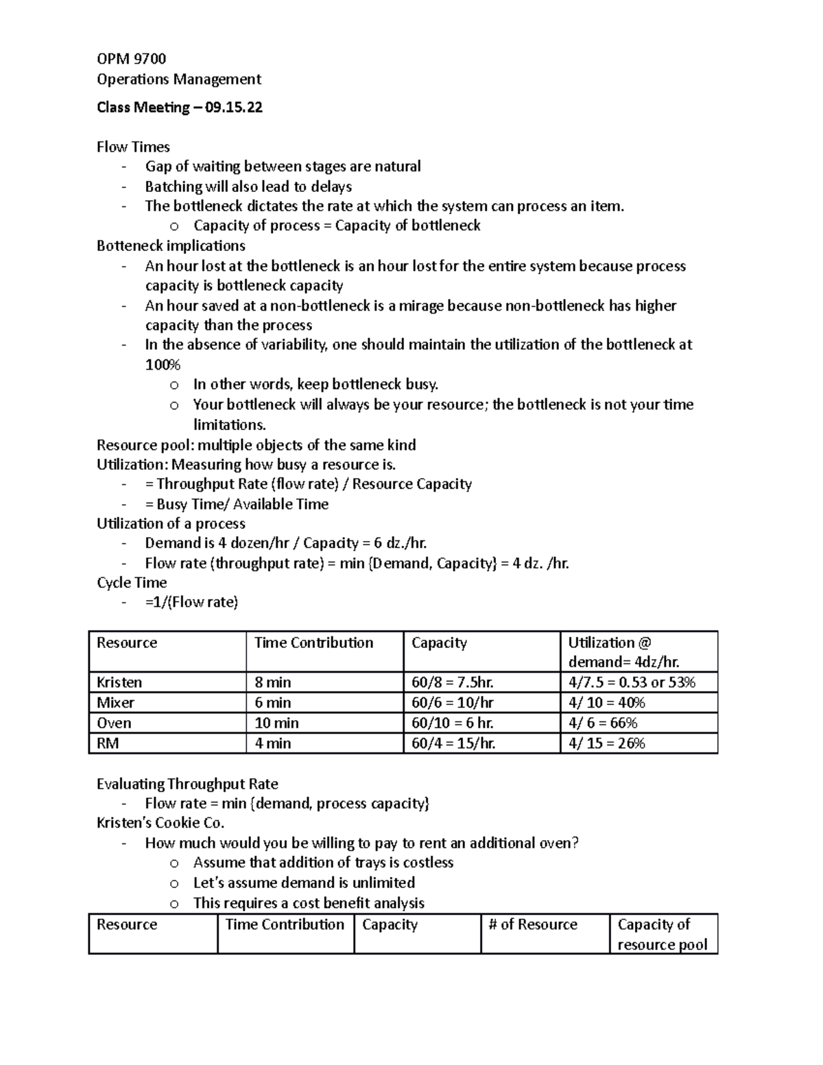 Class Meeting 4 - OPM 9700 Operations Management Class Meeting – 09 ...