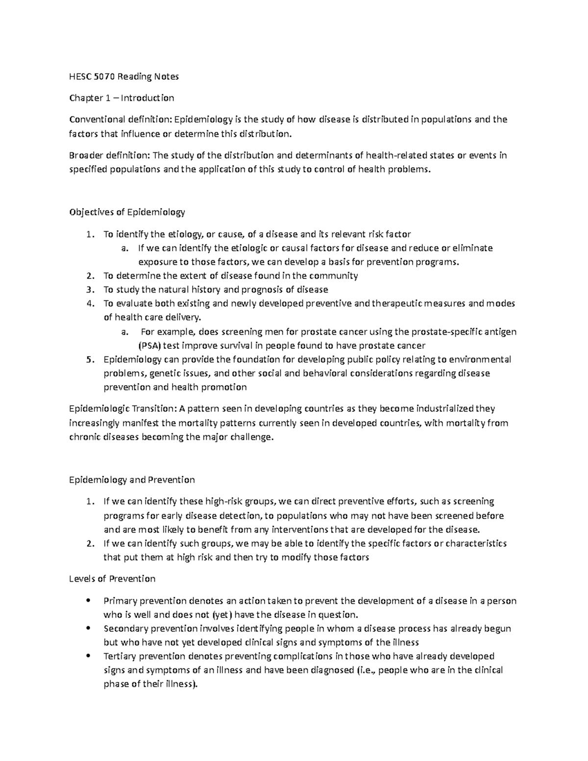 HESC 5070 Reading Notes - HESC 5070 Reading Notes Chapter 1 ...