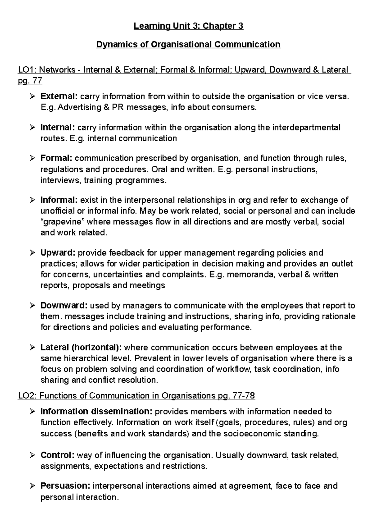 Learning Unit 3 - Summary Communication Sciences 2A - Learning Unit 3 ...