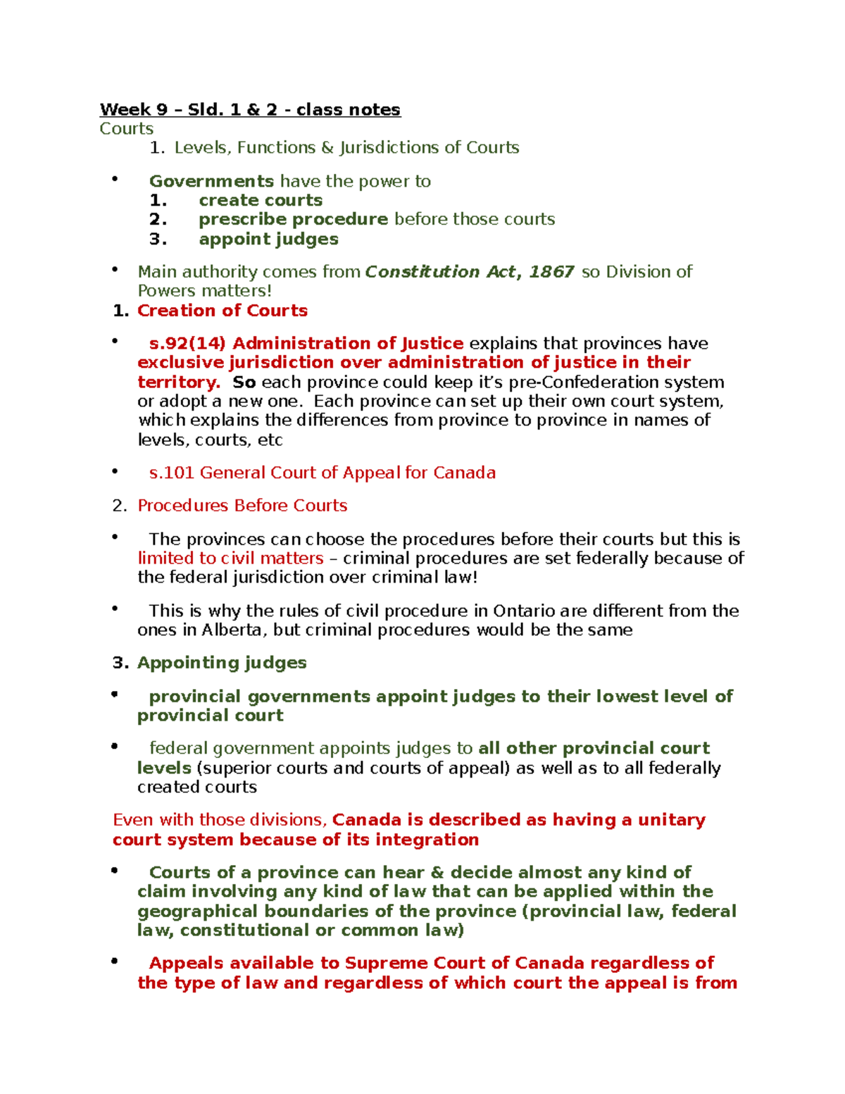 Exam notes - LF - Summary Law Clerk - Week 9 Sld. 1 2 class notes ...