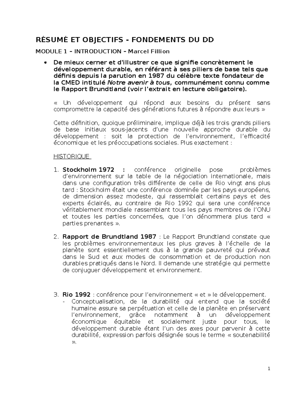Résumé ET Objectifs - RÉSUMÉ ET OBJECTIFS - FONDEMENTS DU DD MODULE 1 ...