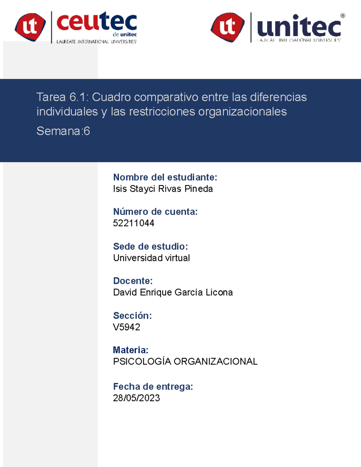 Tarea 6.1 Cuadro comparativo entre las diferencias individuales y las ...