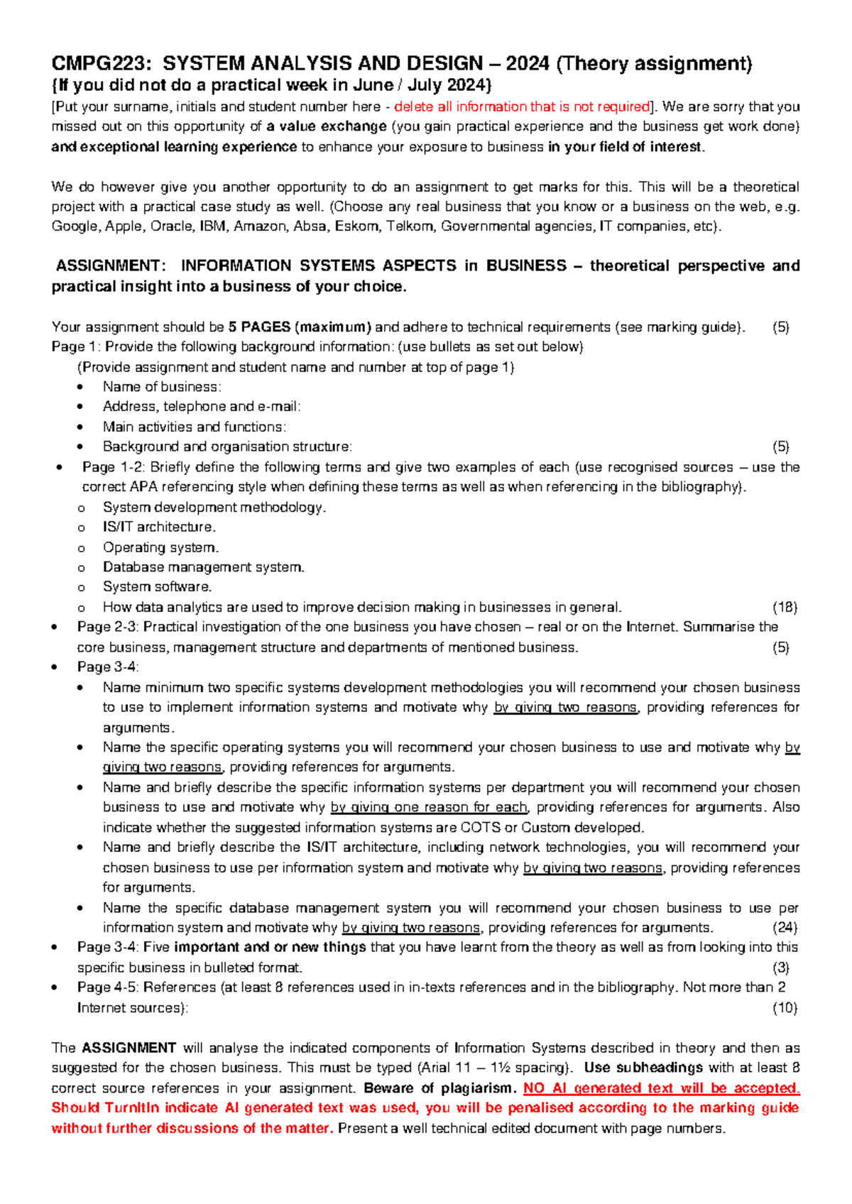 CMPG223 Theoretical Workweek Assignment 2024 - CMPG 223 : SYSTEM ANALYSIS AND DESIGN – 2024 ...