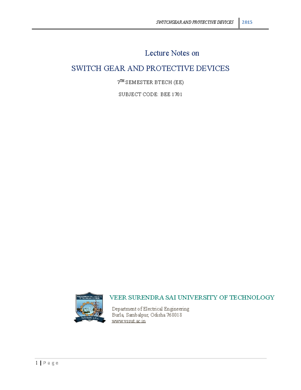 Lecture notes on switchgear and protection devices - SWITCHGEAR AND ...