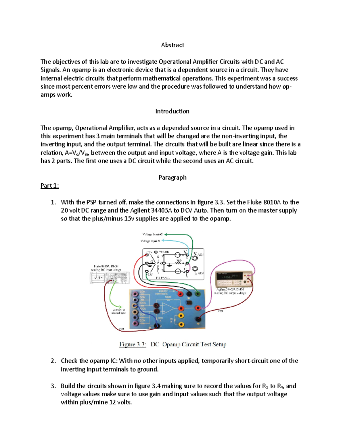 Lab 3 elec - full report - Abstract The objectives of this lab are to ...